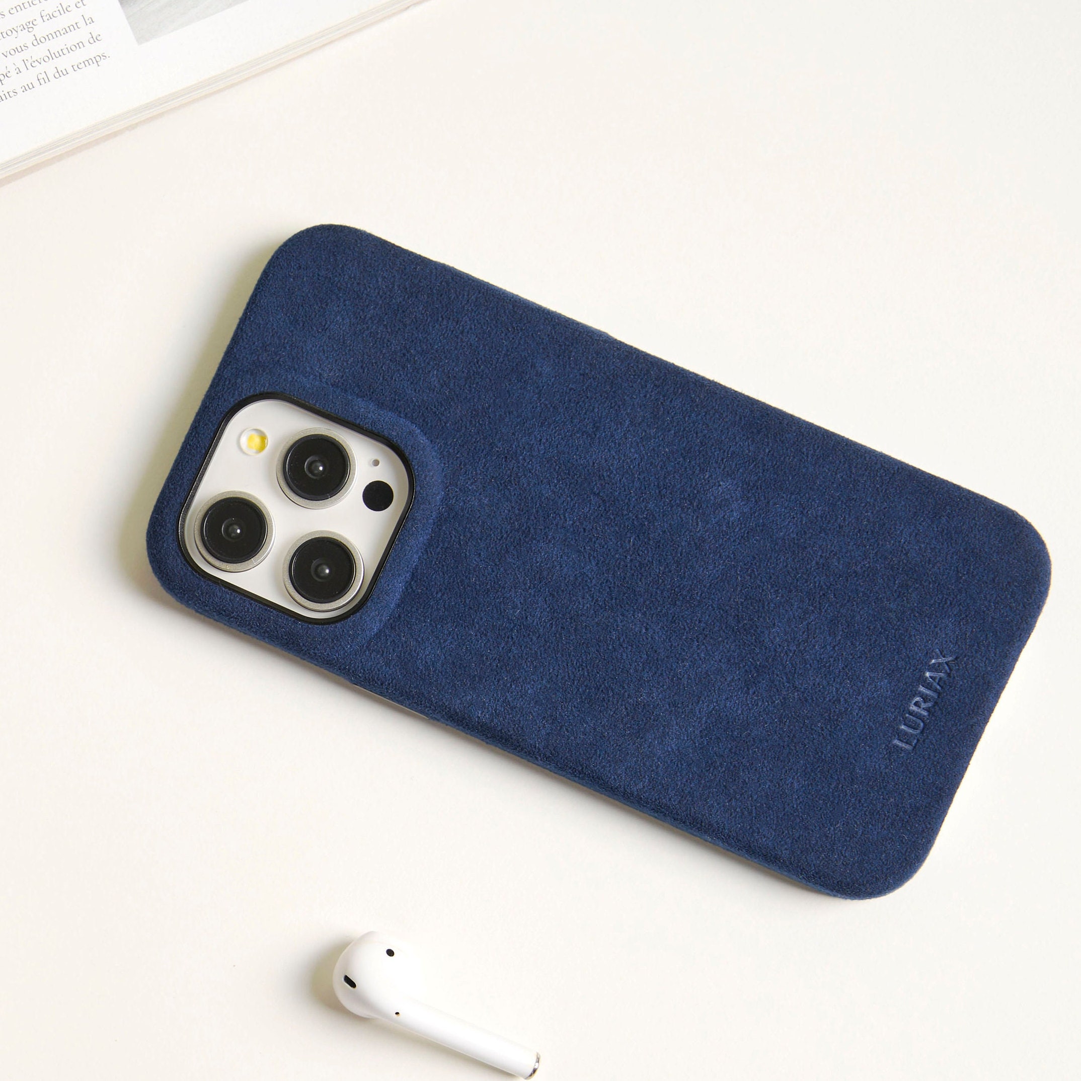 The Classic iPhone Case - Dark Blue by Luriax | Alcantara Suede Phone ...