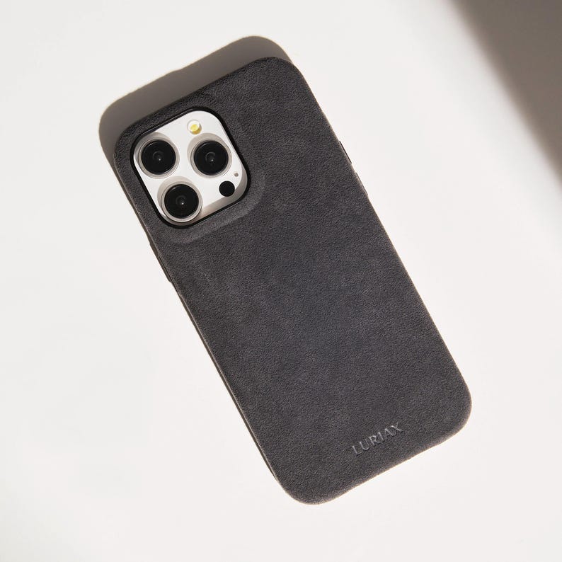 Alcantara Suede iPhone Case: Charcoal Black, Magsafe Compatible - Etsy