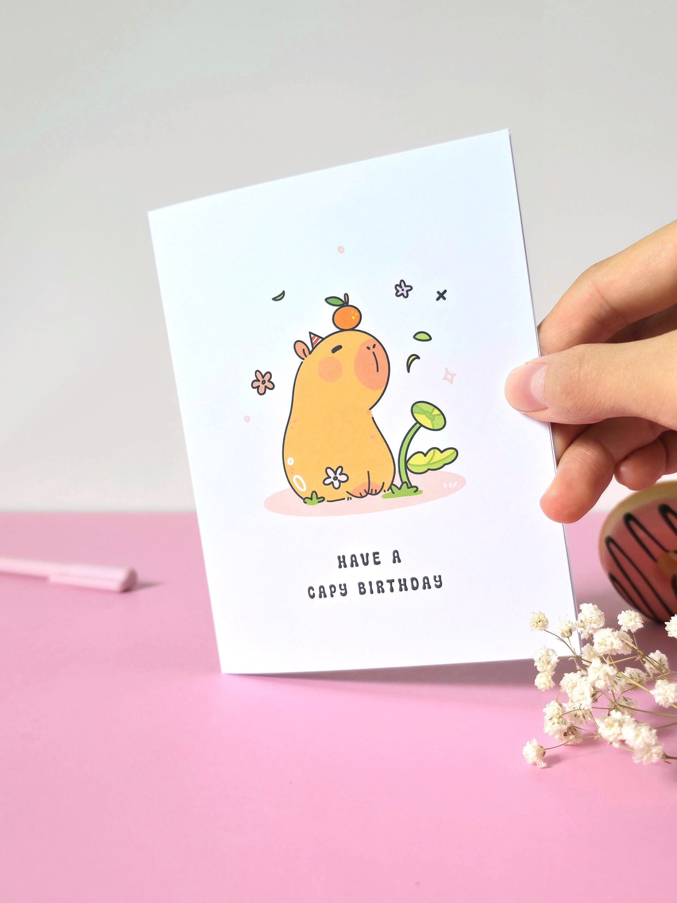 Have a Capy Birthday Card/ Birthday Card/ Cute Capybara Birthday Card ...