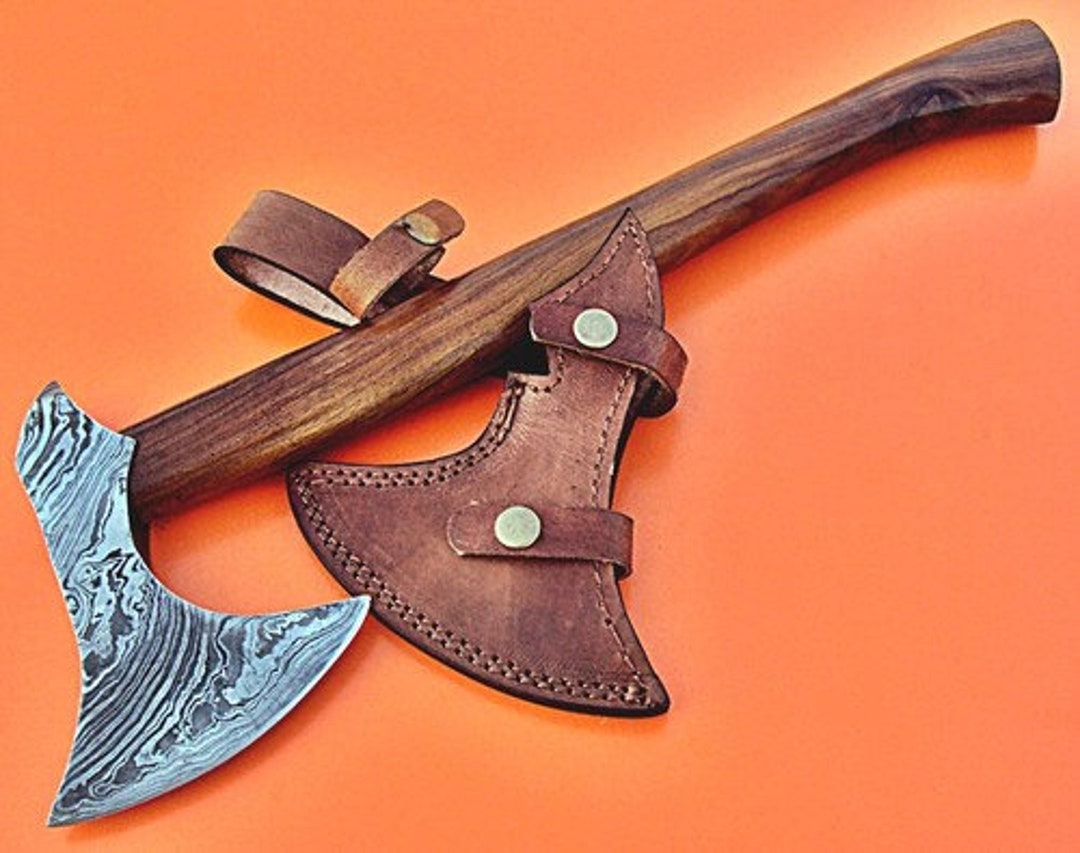 Custom Handmade Damascus Steel Tomahawk Axe With Leather Sheath - Etsy