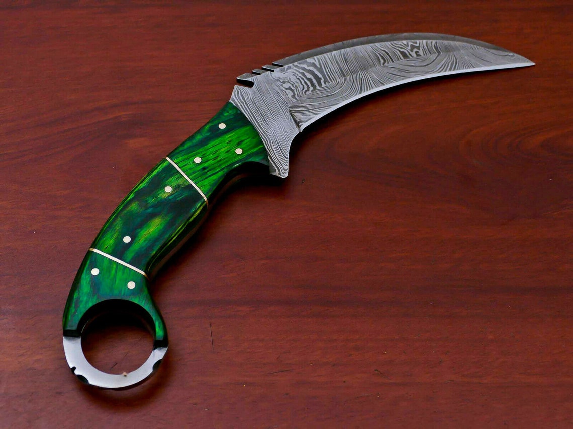 Custom Handmade Damascus Steel Karambit Fixed Blade Knife With - Etsy