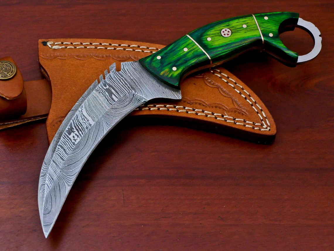 Custom Handmade Damascus Steel Karambit Fixed Blade Knife With - Etsy