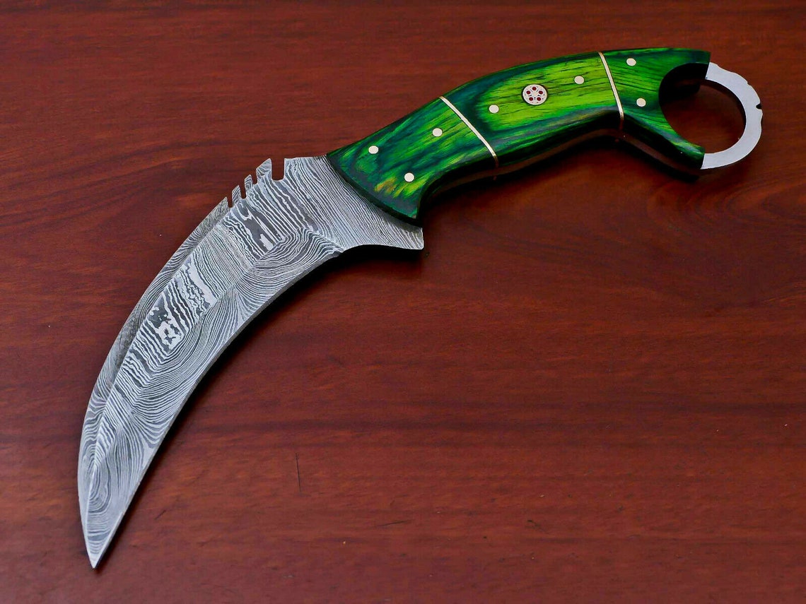 Custom Handmade Damascus Steel Karambit Fixed Blade Knife With - Etsy