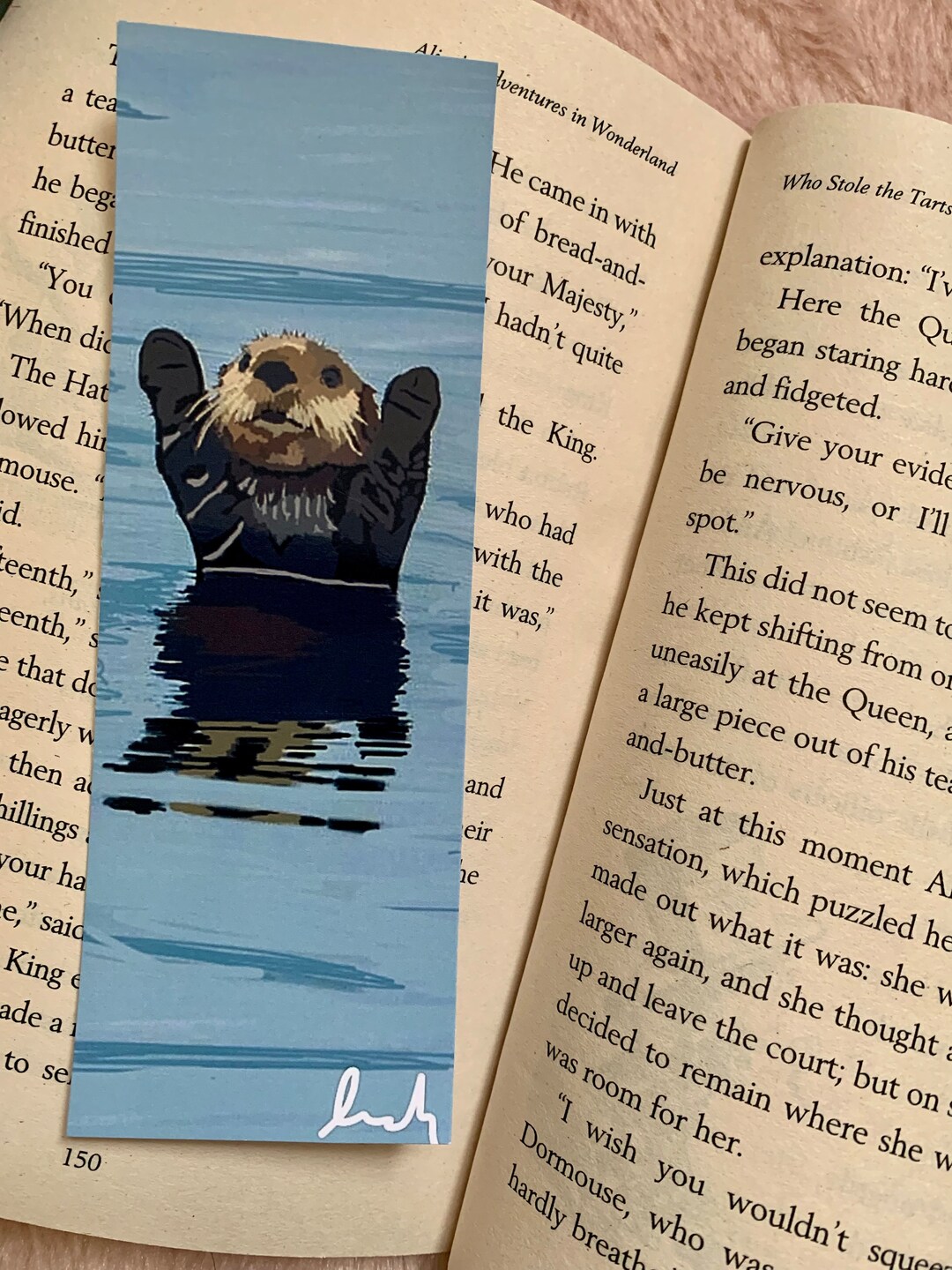 Sea Otter Bookmark, Cute Animal Illustrations, Book Lover Gift, Book ...