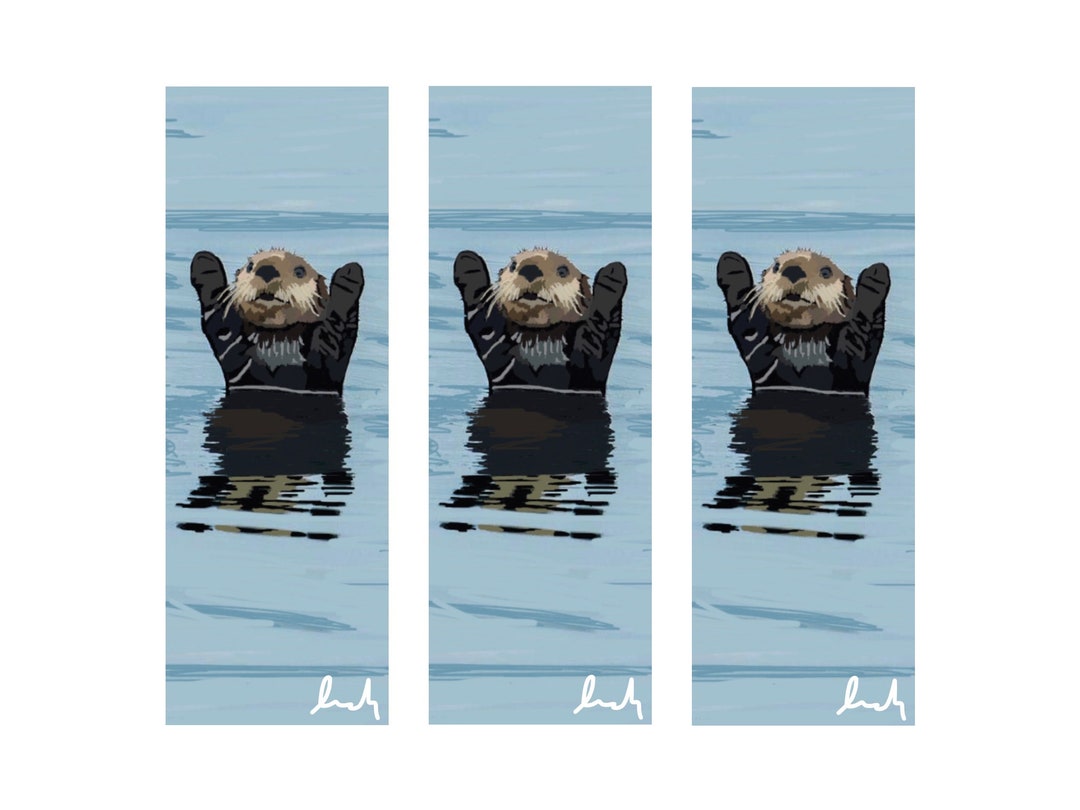 Sea Otter Bookmark Cute Animal Illustrations Book Lover - Etsy