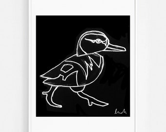 Duck Line Art Print - Etsy