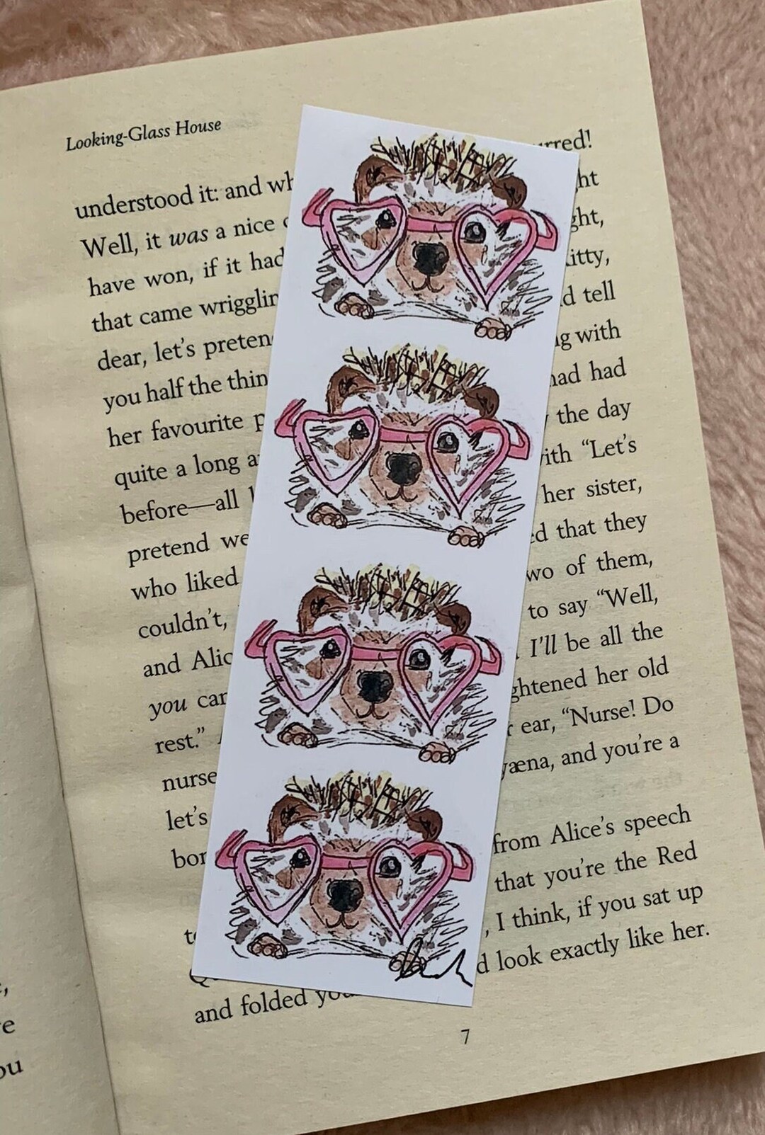 Hedgehog Bookmark, Hedgehog Wearing Pink Glasses, Bookish, Bookworm ...