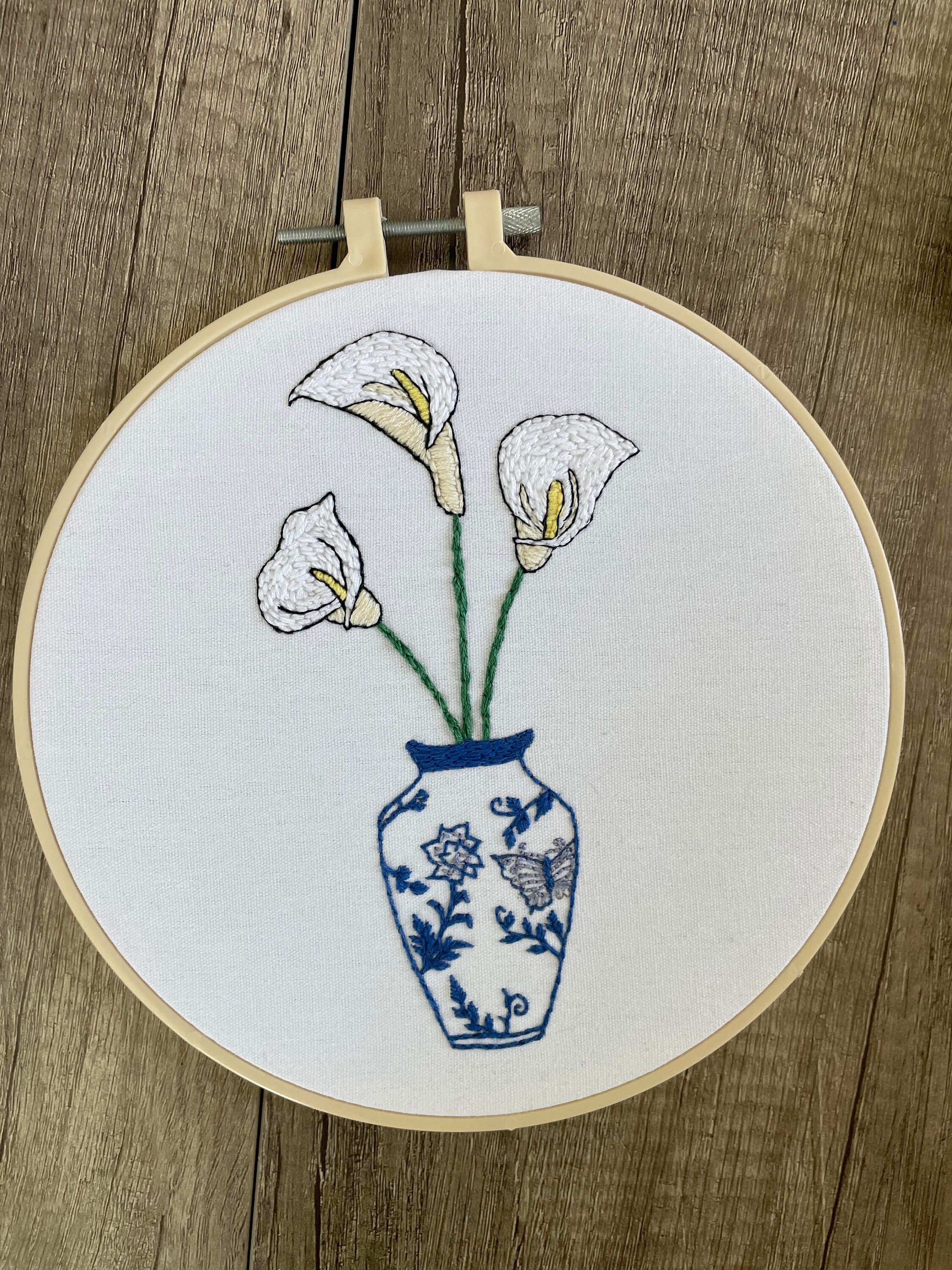 Calla Lilies in Vase Embroidery - Etsy
