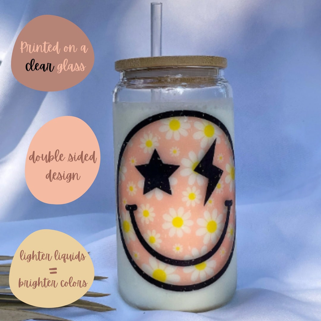 Retro Daisy Iced Coffee Glass, Preppy Cup, Gifts for Teenage Girl ...