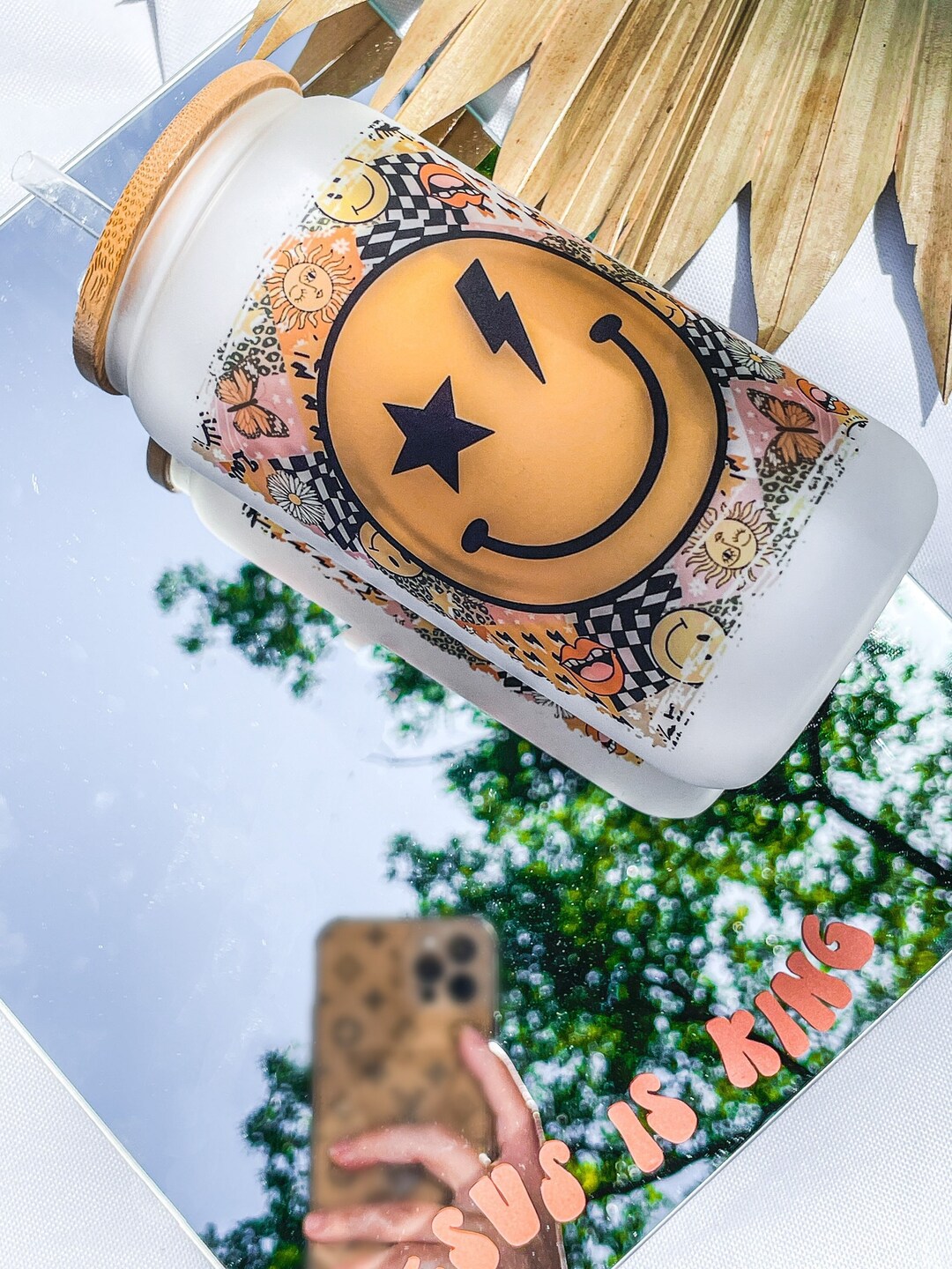 Preppy Decor, Retro Glass Can, Iced Coffee Glass, Gifts for Women ...