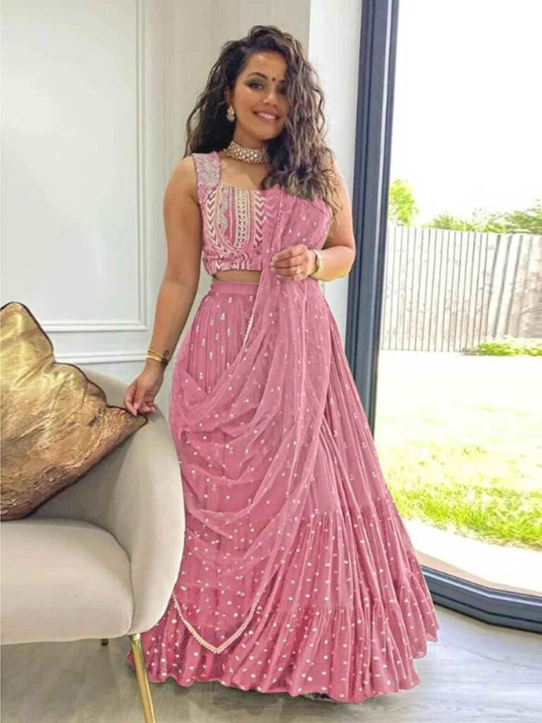 Pink Lehenga Choli for Women Georgette Party Wear Lehenga Choli,indian ...