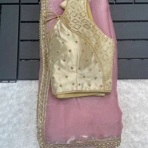 Baby Pink Colour Saree With Silver Border, Saree for Women, Party Wear ...