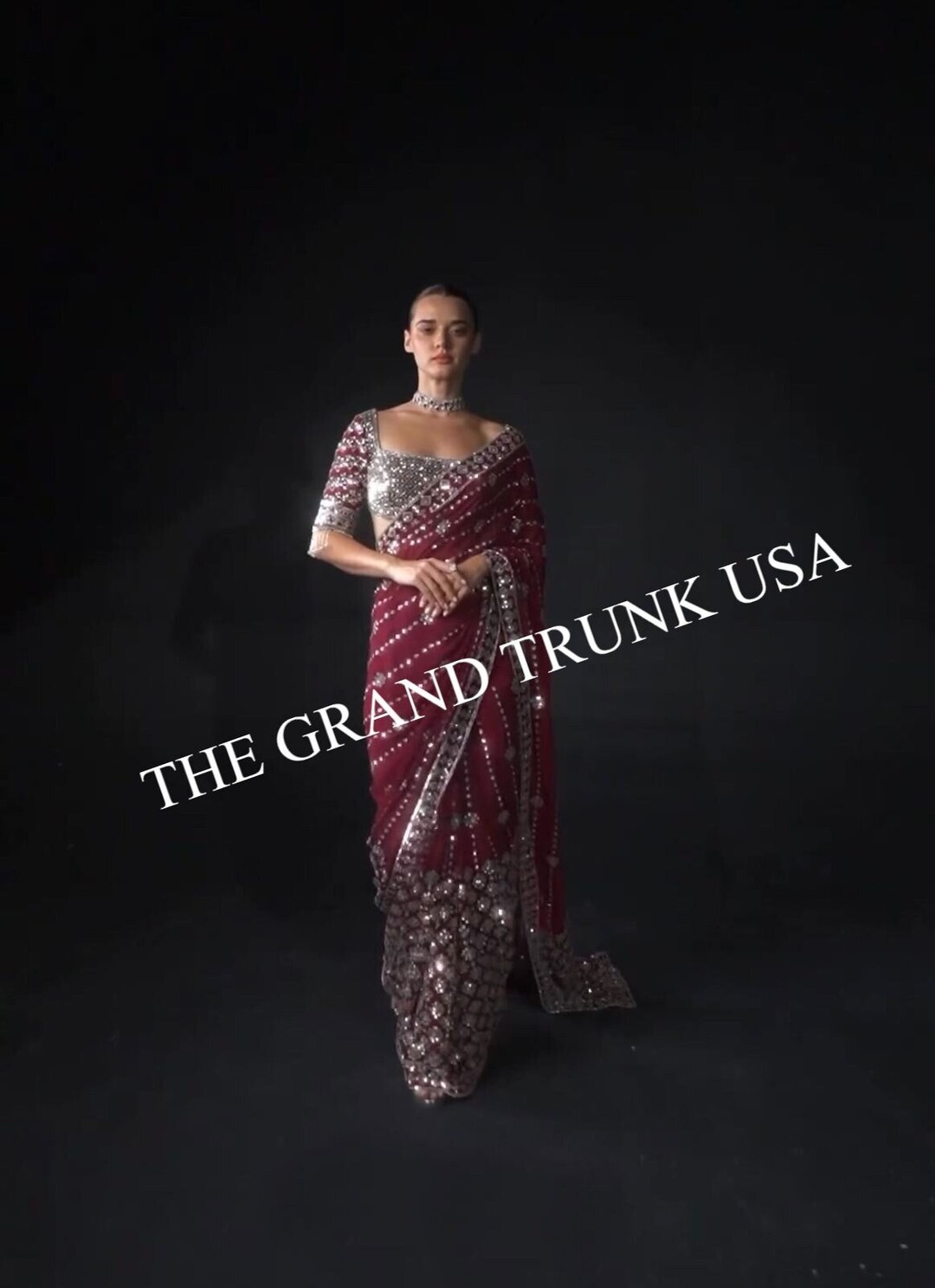 Georgette Sequence Saree, Saree for USA Women, Designer Saree, Sequence ...