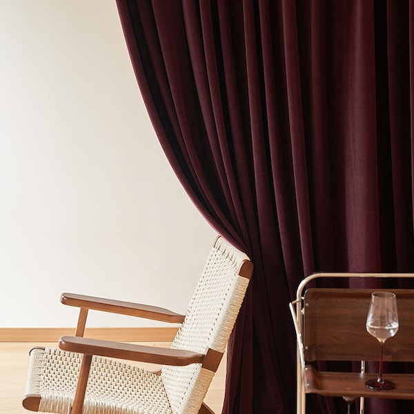 Dark Red Curtains - Etsy