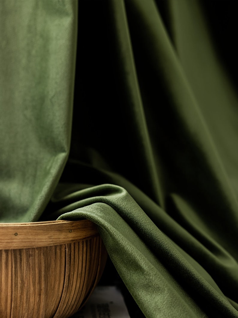 Pair of Grass Green Curtain Panels/drapes /window Velvet Look - Etsy