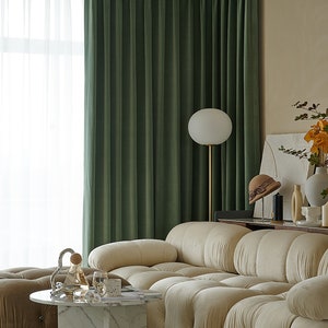 Pair of Luxury Sage Green Velvet Curtains, Bedroom/living of Room ...