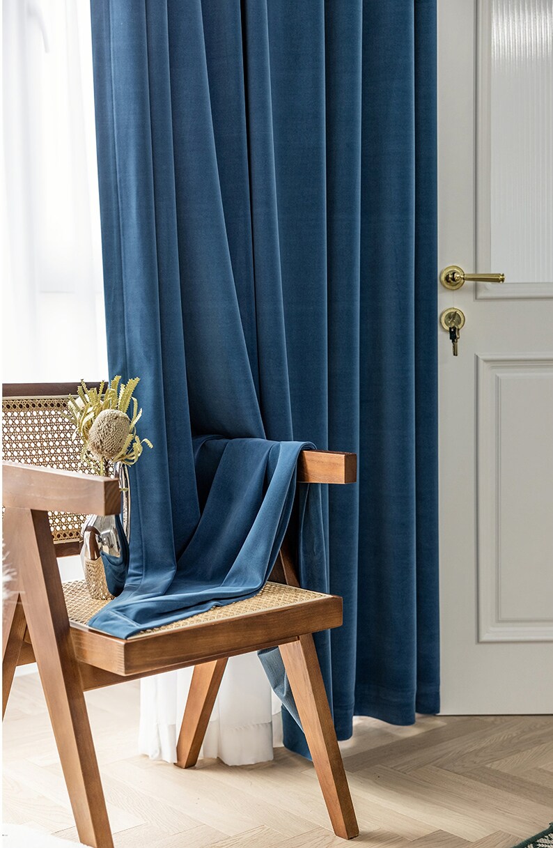 Pair of Luxury Velvet Curtains Solid Color Curtains Living & | Etsy