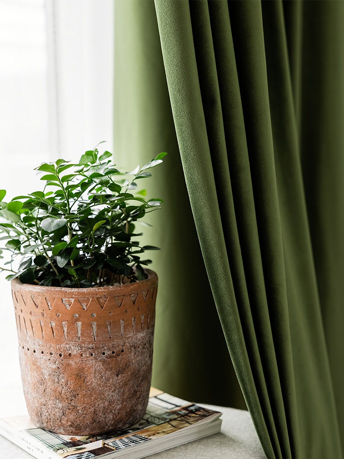 Pair of Grass Green Curtain Panels/drapes /window Velvet Look - Etsy