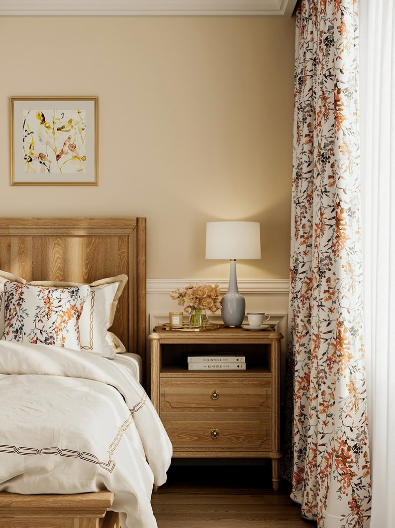 A Pair of Romantic Floral Curtain Panel Bedroom/living Room - Etsy