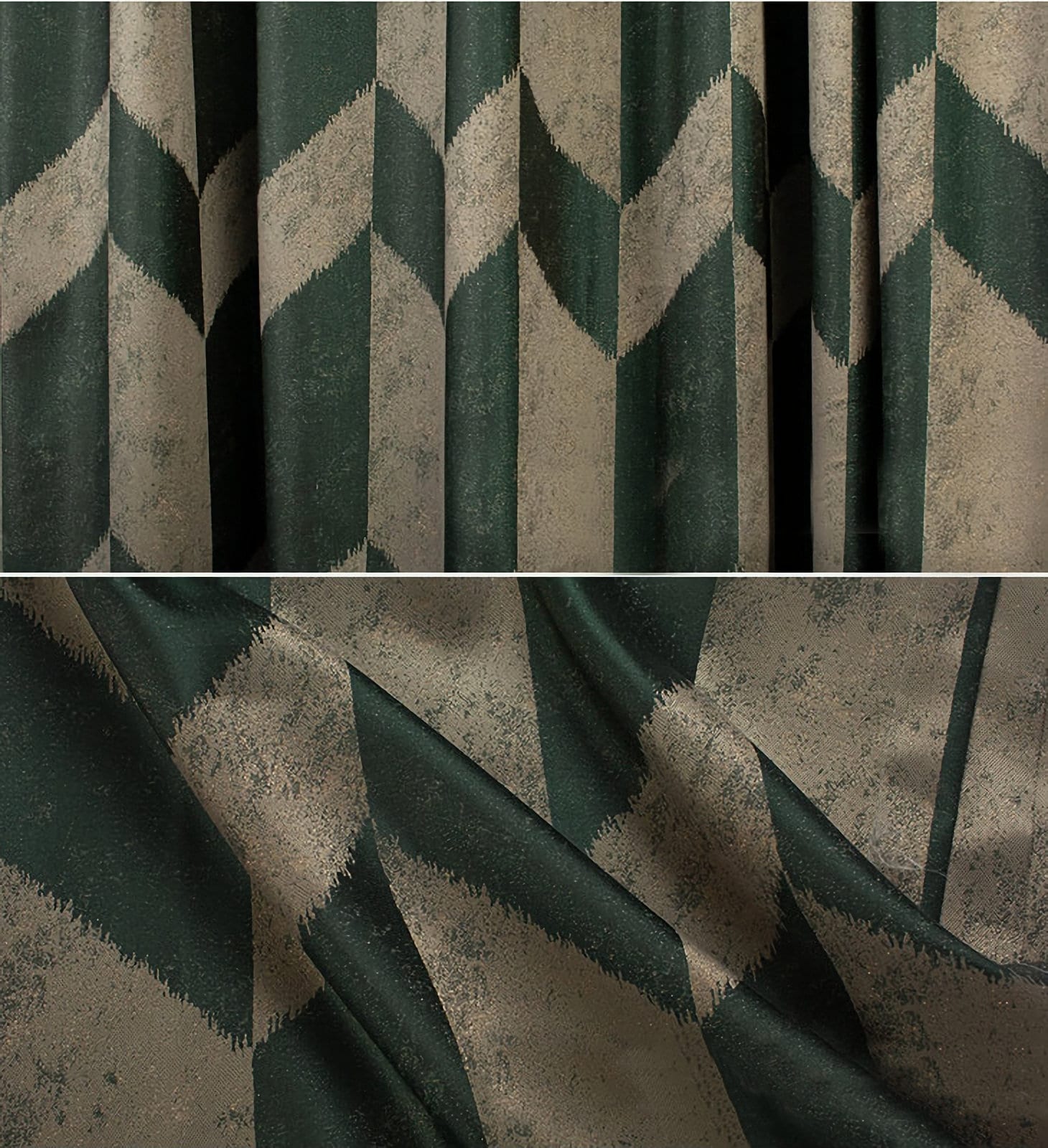 Pair of Luxury Jacquard Gold Forest Green Curtain Panels | Etsy