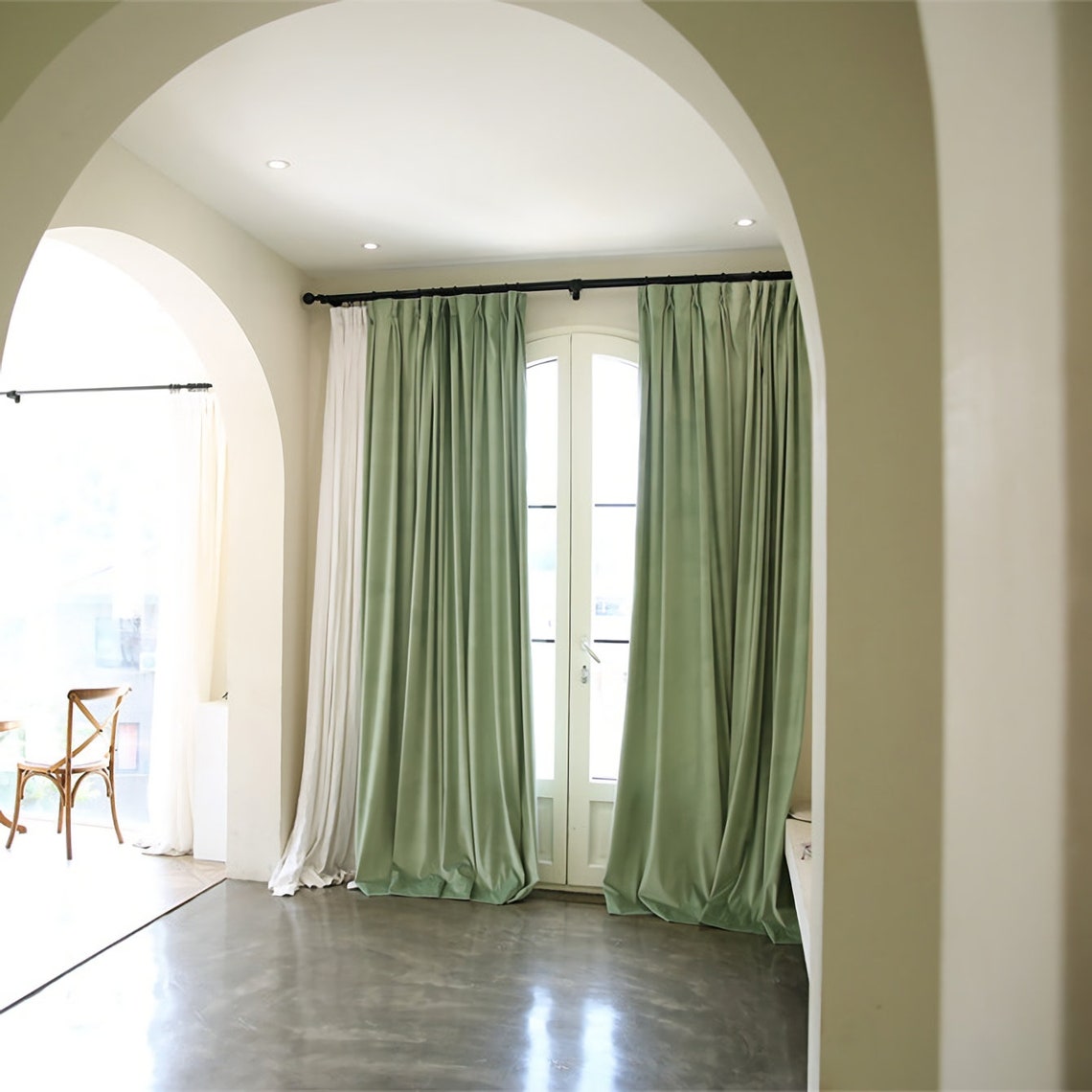 A Pair of Mint Green Velvet Curtains Drapery Panels - Etsy