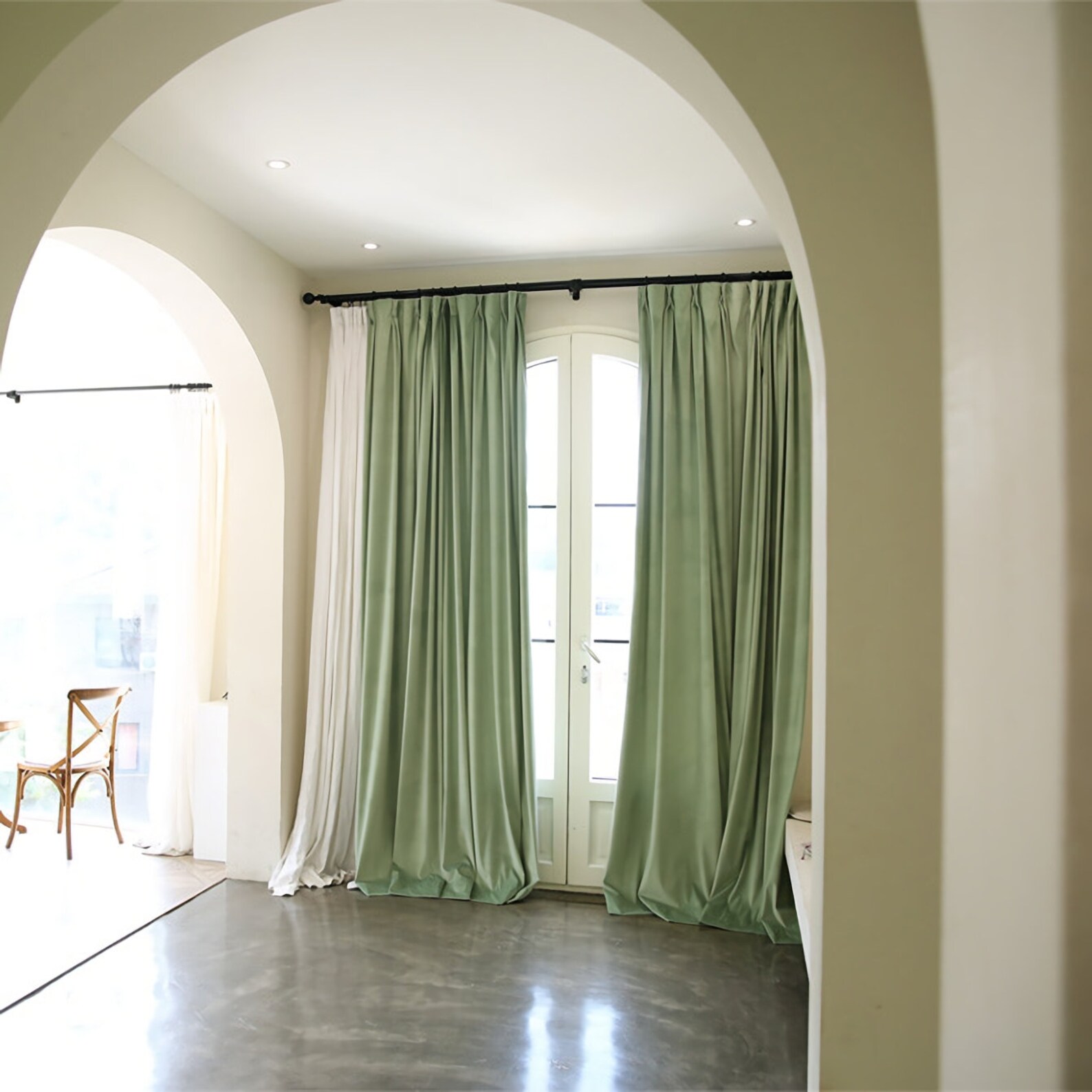 A Pair of Mint Green Velvet Curtains Drapery Panels | Etsy