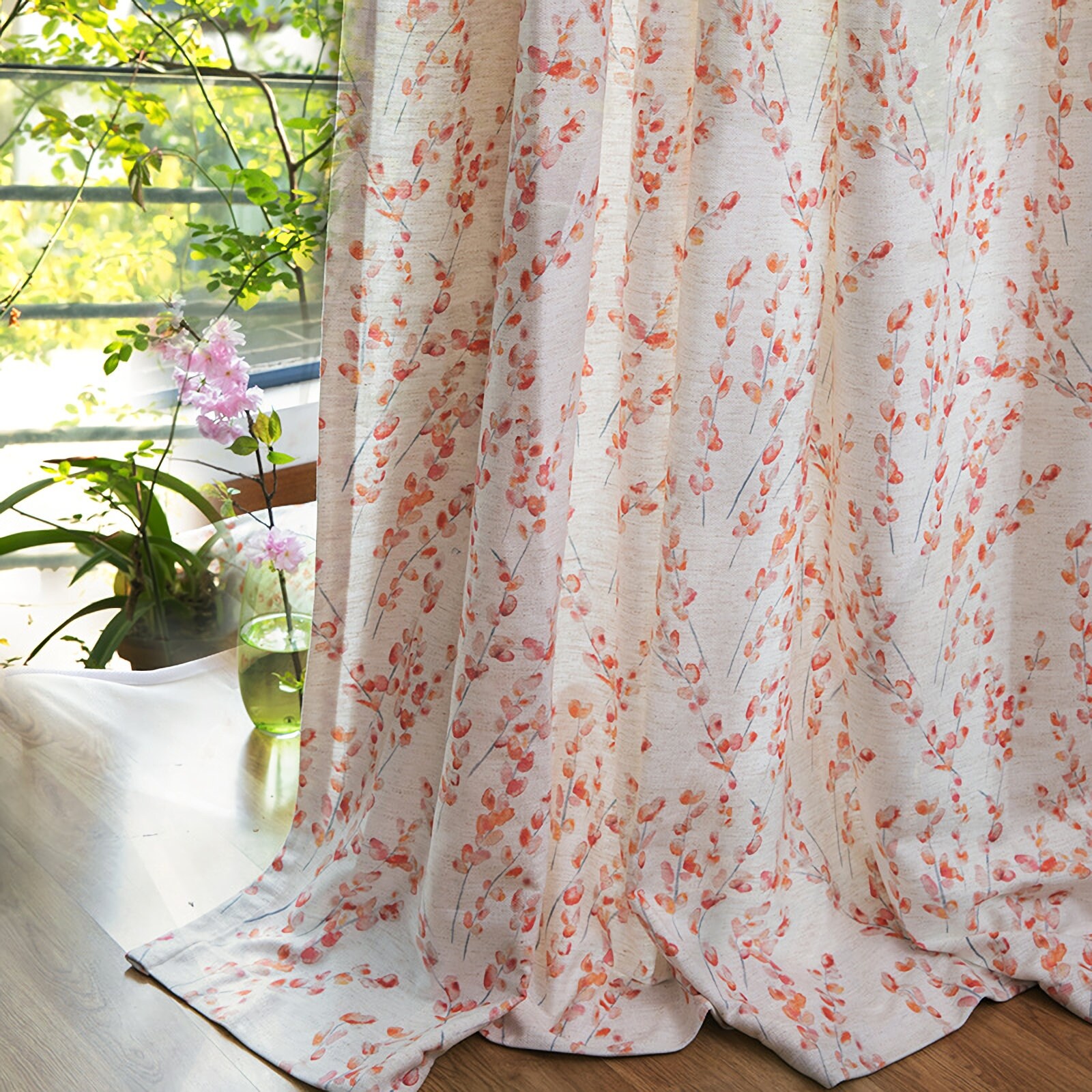 2 PANELS Floral Botanical Curtains Window Curtain Pattern | Etsy