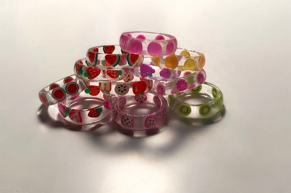 Funky Resin Fruit Rings Custom Resin Rings | Etsy