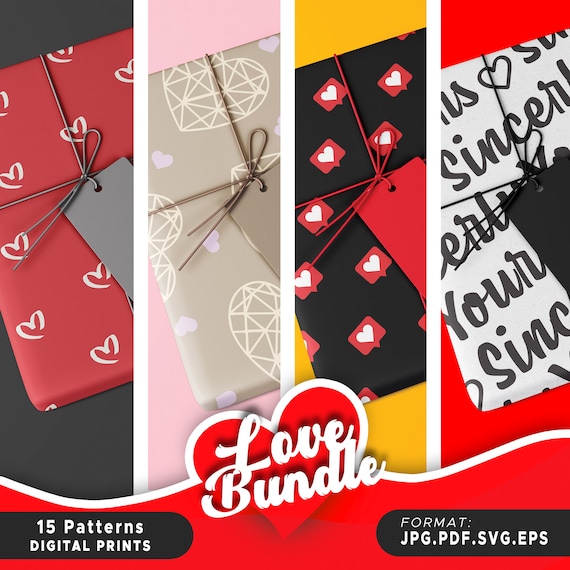 Bundle of 15 Valentines Love Heart Gift Wrap I Love You - Etsy UK