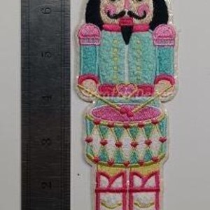 Nutcracker Chenille Large Embroidery Iron on Patch, Christmas Chenil Patch, Pink Teal Nutcracker ...