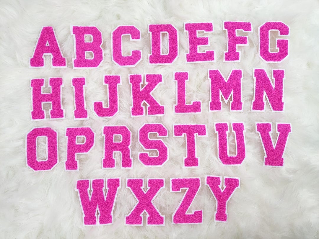 Hot Pink Preppy Chenille on Felt Iron on Letter Patches - Etsy
