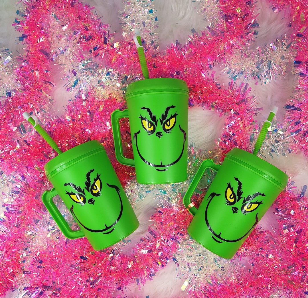 GRINCH 34oz Mug With Lid and Straw, 34oz Retro Jumbo Thermos, Mega Mug ...