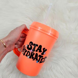 Hip Sips Stay Hydrated' Retro Floral Smile HIP SIPS Mega Mug 34oz - Etsy