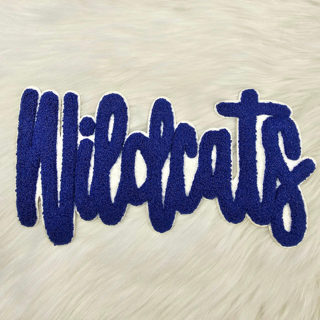 Large Wildcats Cursive Chenille on White Glitter Iron on Patch - Etsy
