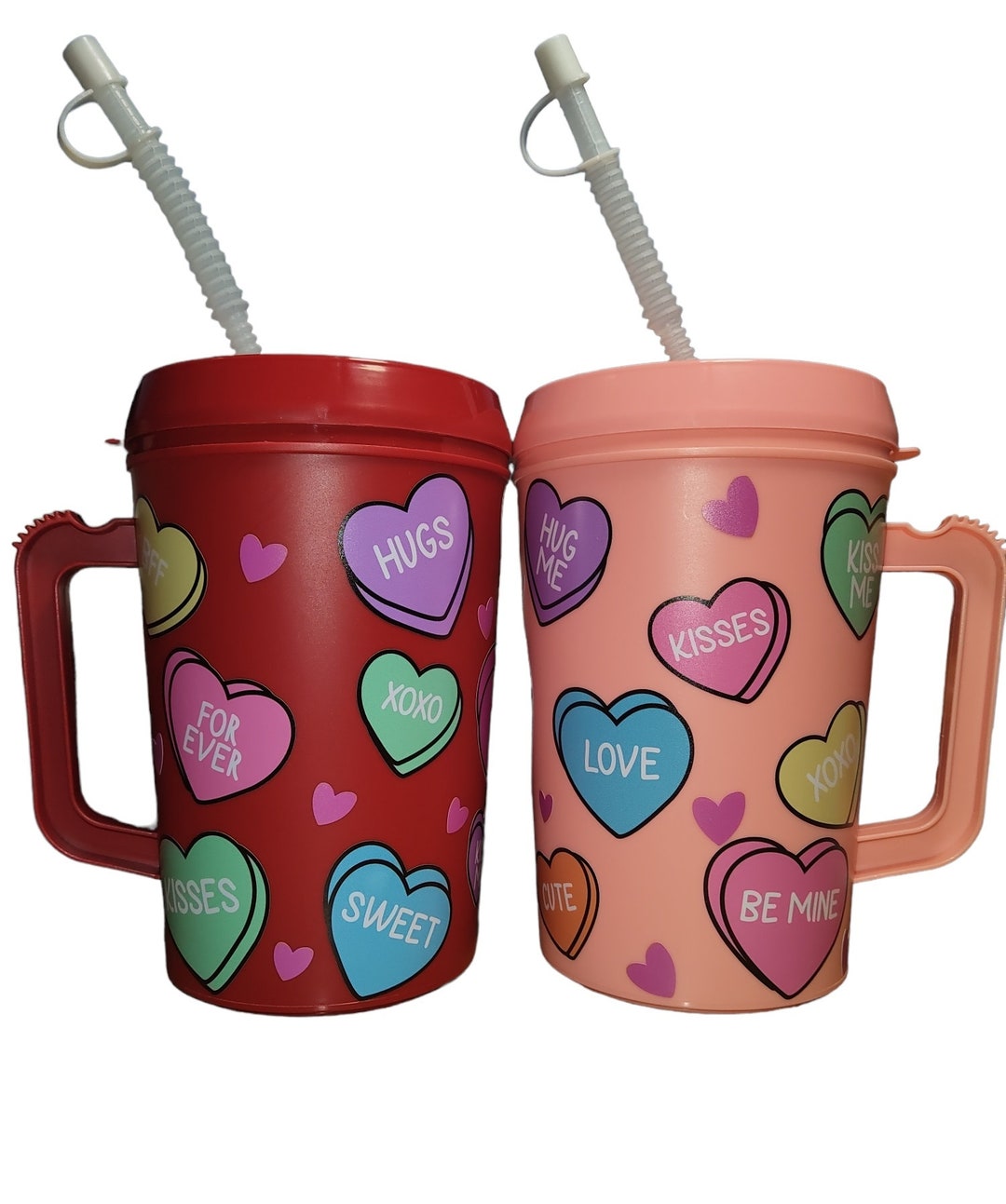Hip Sips Candy Hearts 34oz HIP SIPS Mug With Lid and Straw, Mega Mug ...