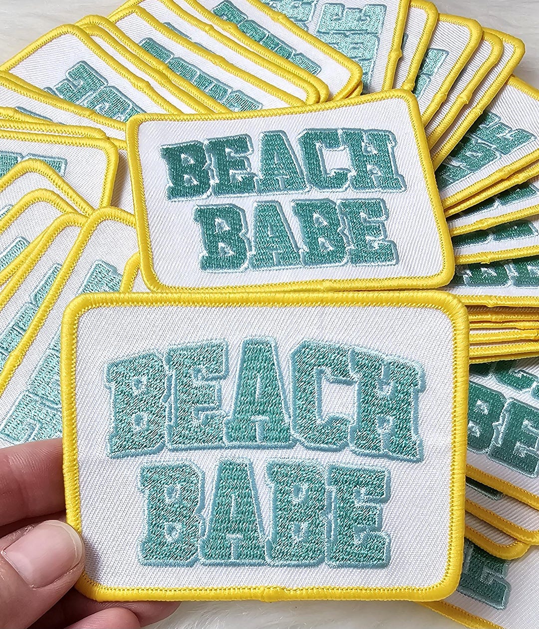 Beach Bum Yellow and Teal Iron on Patch, Varsity Beach Bum Iron on ...