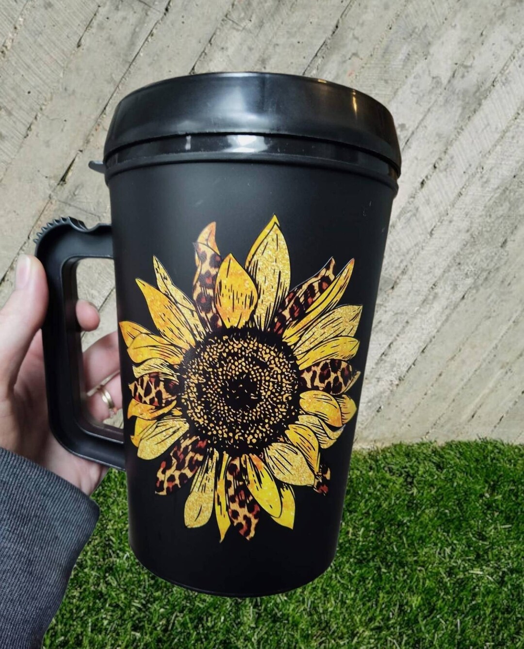 Cheetah Sunflower 34oz HIP SIPS Mug With Lid and Straw, 34oz Retro ...