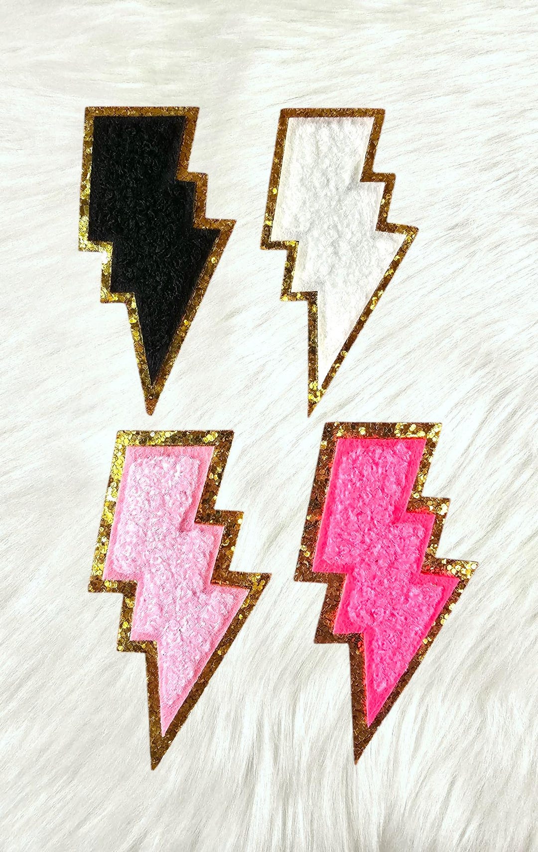 Lightning Bolt Iron on Gold Glitter Patches - Etsy