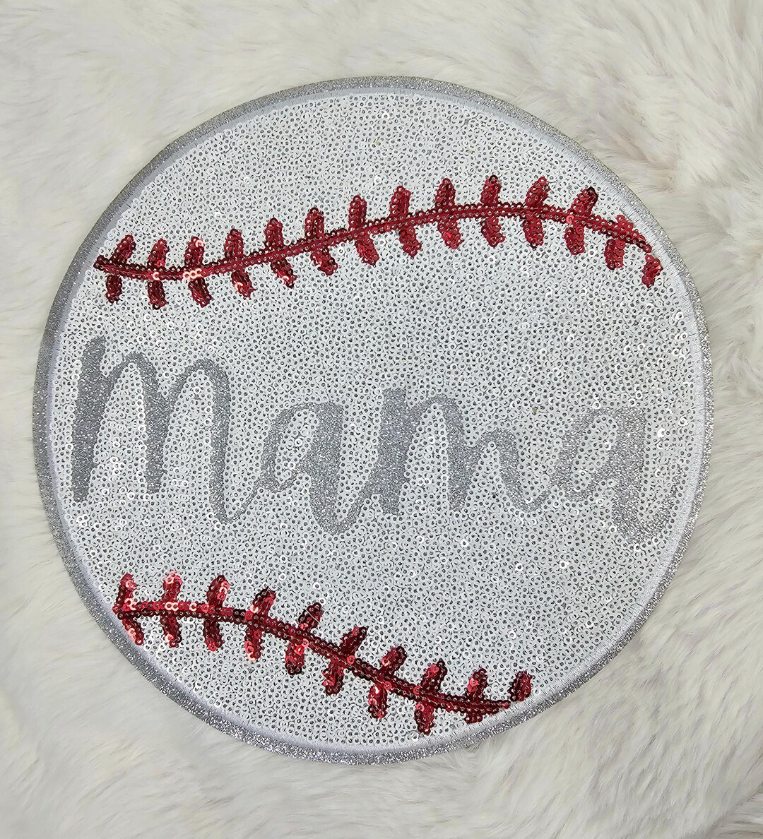 Large Mama Baseball Sequin Iron on Patch - Etsy