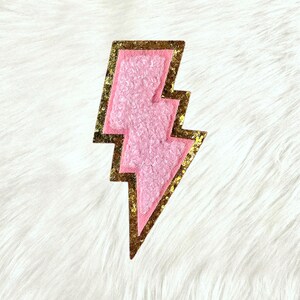 Lightning Bolt Iron on Gold Glitter Patches - Etsy