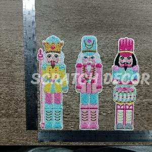 Nutcracker Chenille Large Embroidery Iron on Patch, Christmas Chenil Patch, Pink Teal Nutcracker ...