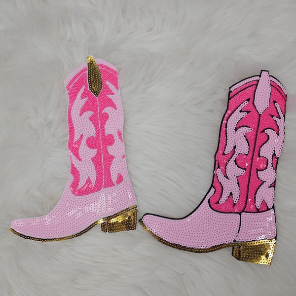 Cowboy Boot Sequin Iron On - Etsy