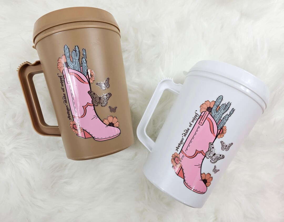Hip Sips Yeehaw State of Mind' Pink Boot HIP SIPS Mega Mug 34oz - Etsy