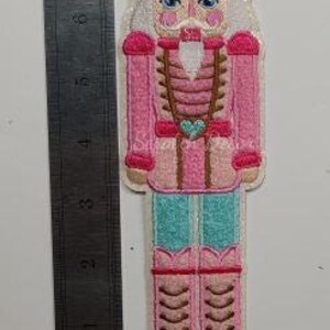 Nutcracker Chenille Large Embroidery Iron on Patch, Christmas Chenil Patch, Pink Teal Nutcracker ...
