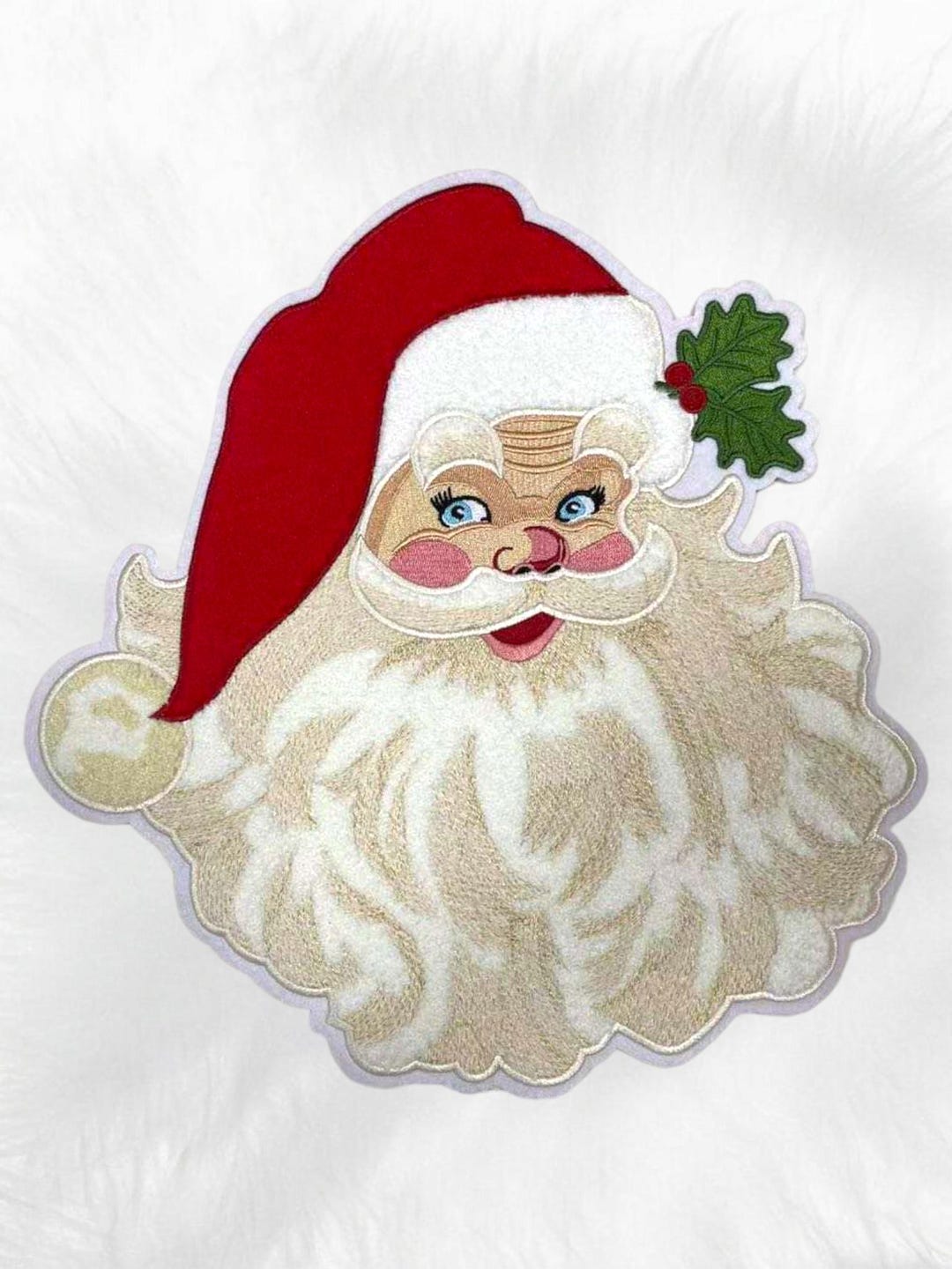 LARGE Retro Vintage Santa Chenille Iron on Patch, DIY Ugly Sweater Heat ...
