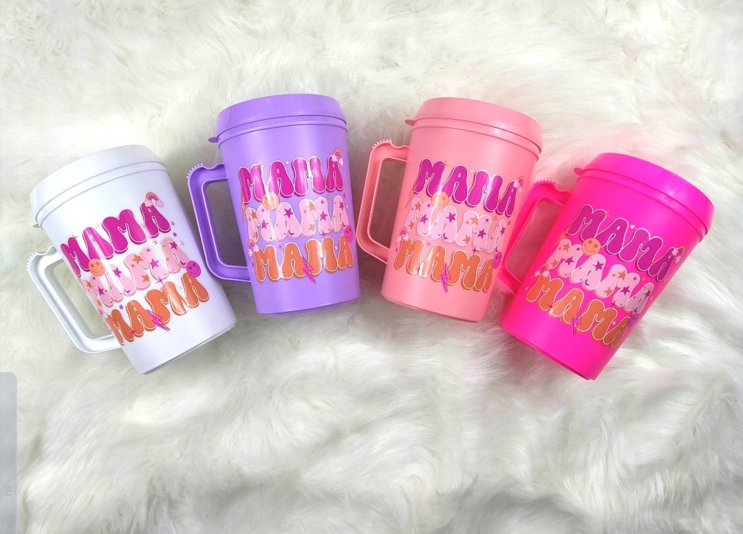 Hip Sips MAMA 34oz Mug With Lid and Straw, 34oz Retro Mega Mug 34oz Cup ...