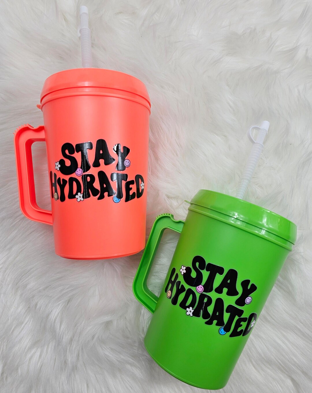 Hip Sips Stay Hydrated' Retro Floral Smile HIP SIPS Mega Mug 34oz - Etsy