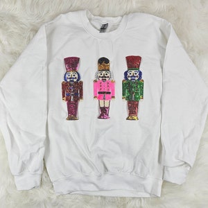 Nutcracker Sequin Large Embroidery Iron on Patch, Christmas Sequin Patch, Pink Nutcracker Iron ...