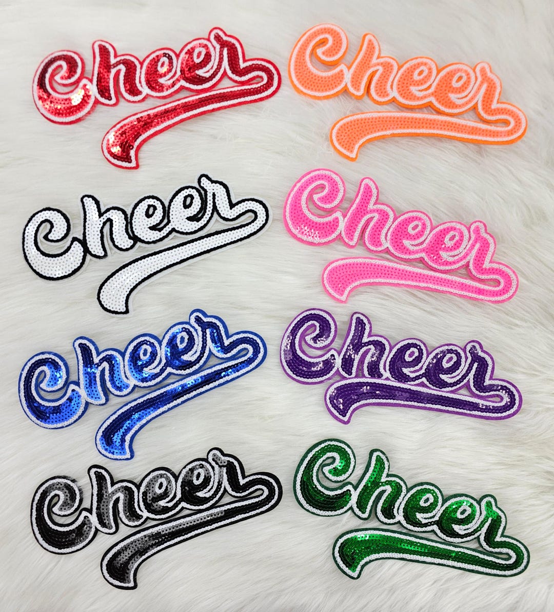 Large Cursive Cheer Sequin and Felt Iron-on Patch - Etsy