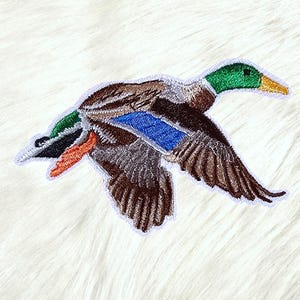 Flying Mallard Duck Brown Embroidery Iron on Patch - Etsy